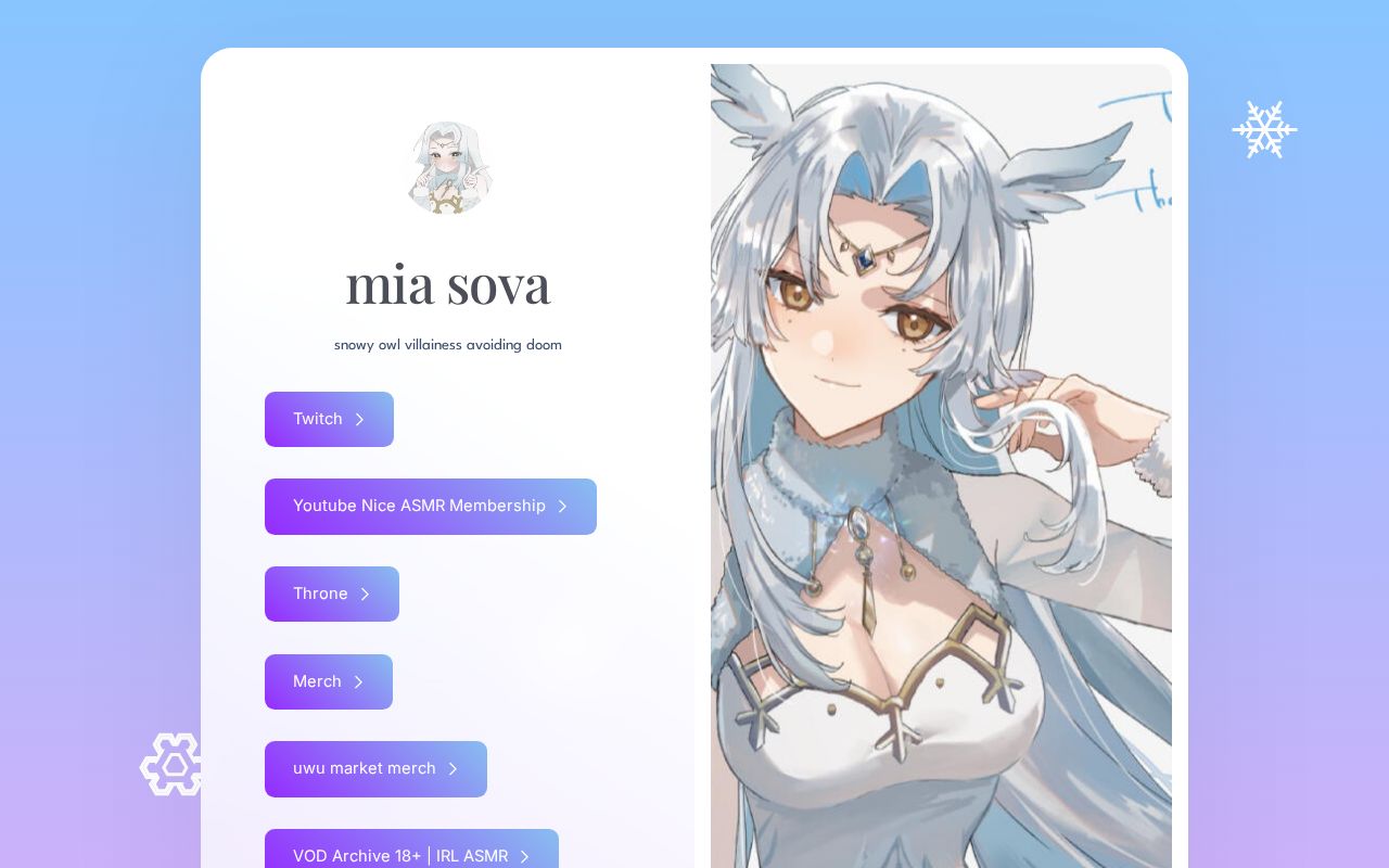 Mia Sova Snowy Owl Villainess Vtuber